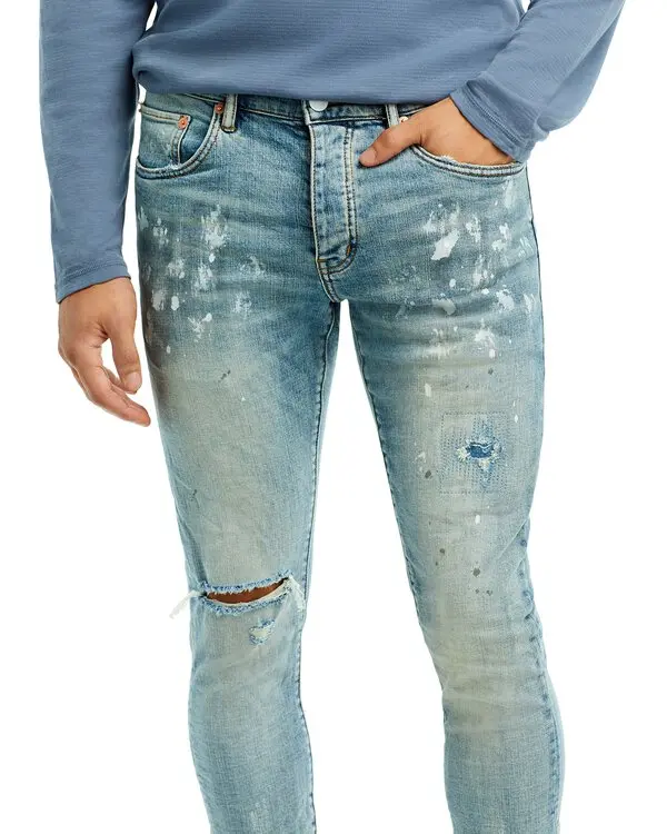 PURPLE BRAND Slim Fit Painter Jeans - Light Indigo