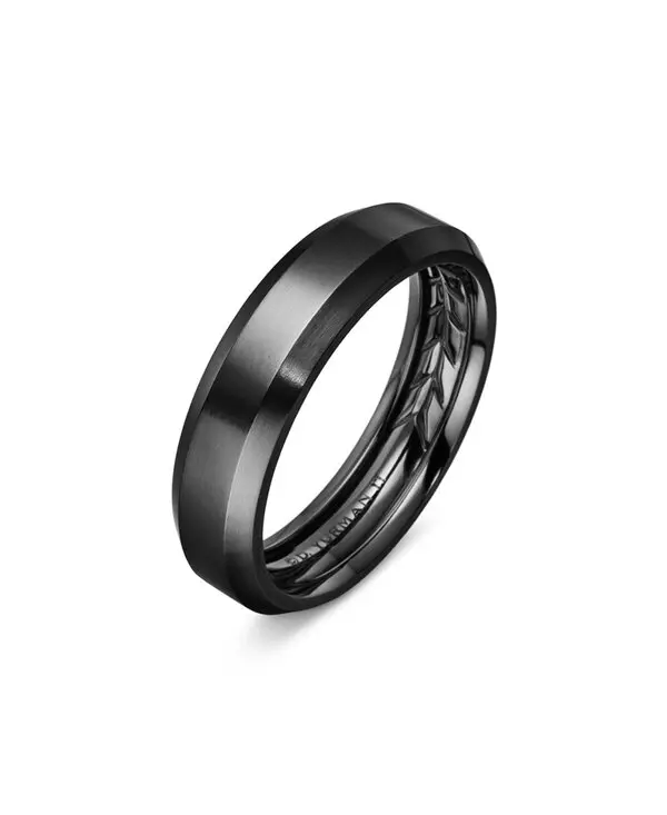 David Yurman Titanium Beveled Band Ring - Black