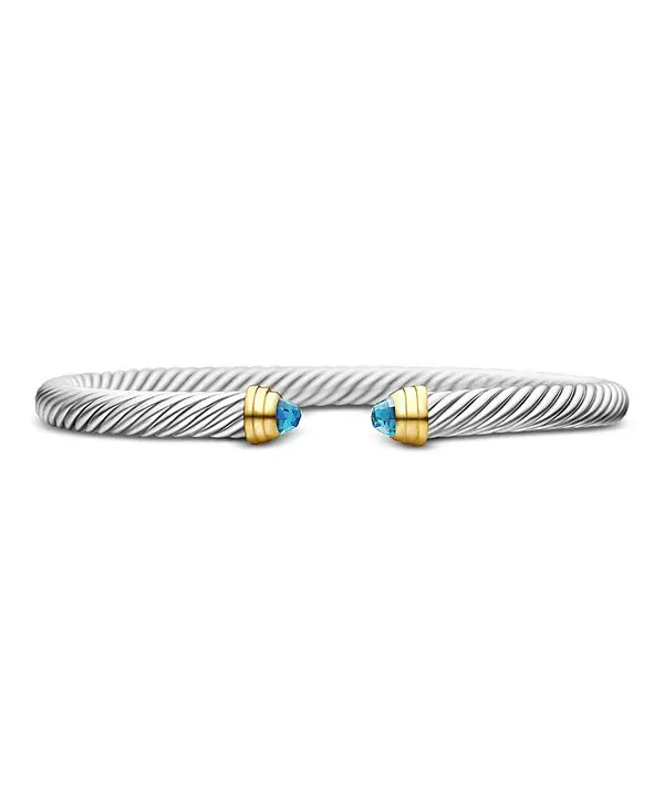 David Yurman Cable Classics Bracelet With 14k Gold, 5mm - Blue Topaz