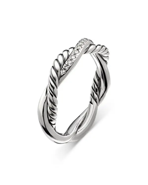 David Yurman Sterling Twisted Ring With Diamonds