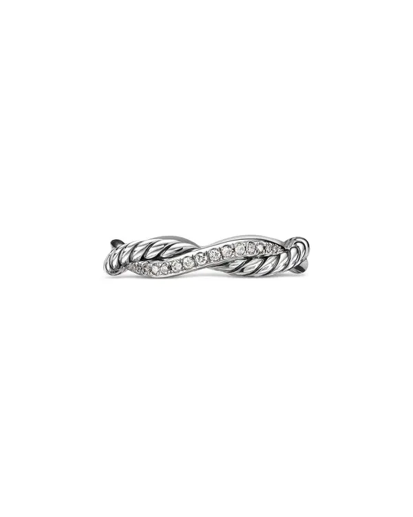 David Yurman Sterling Twisted Ring With Diamonds