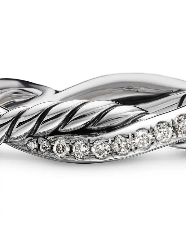 David Yurman Sterling Twisted Ring With Diamonds