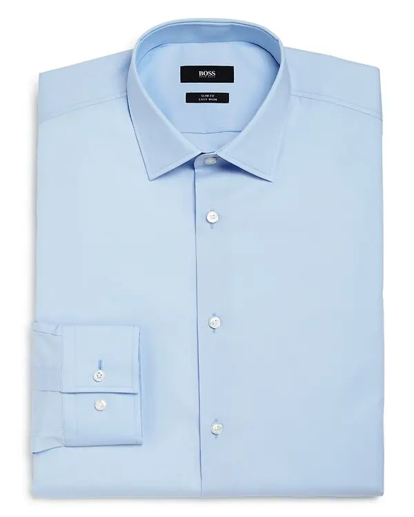 BOSS Basic Solid Slim Fit Dress Shirt - Light Blue