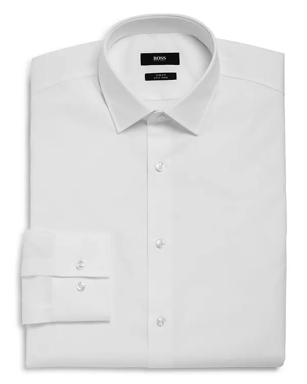 BOSS Basic Solid Slim Fit Dress Shirt - White