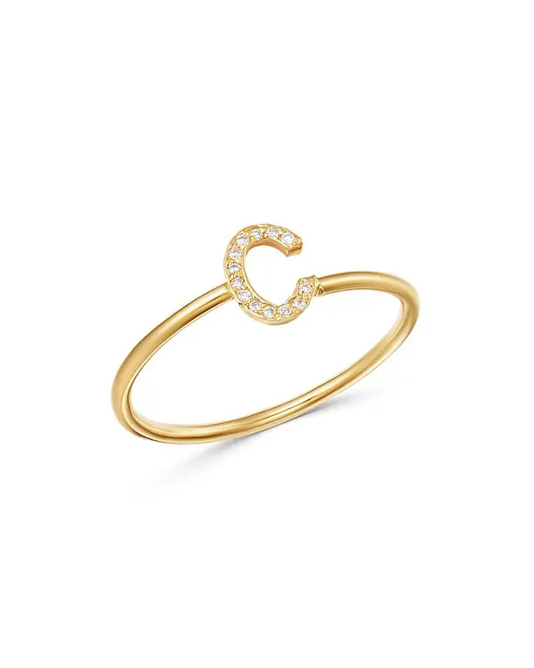ZOE LEV 14k Yellow Gold Diamond Initial Ring - C/gold