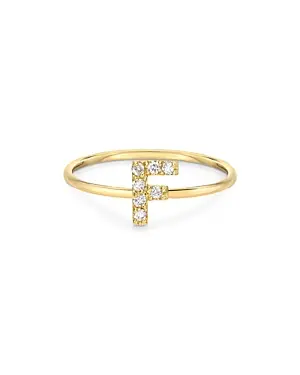 ZOE LEV 14k Yellow Gold Initial Diamond Ring - F/gold