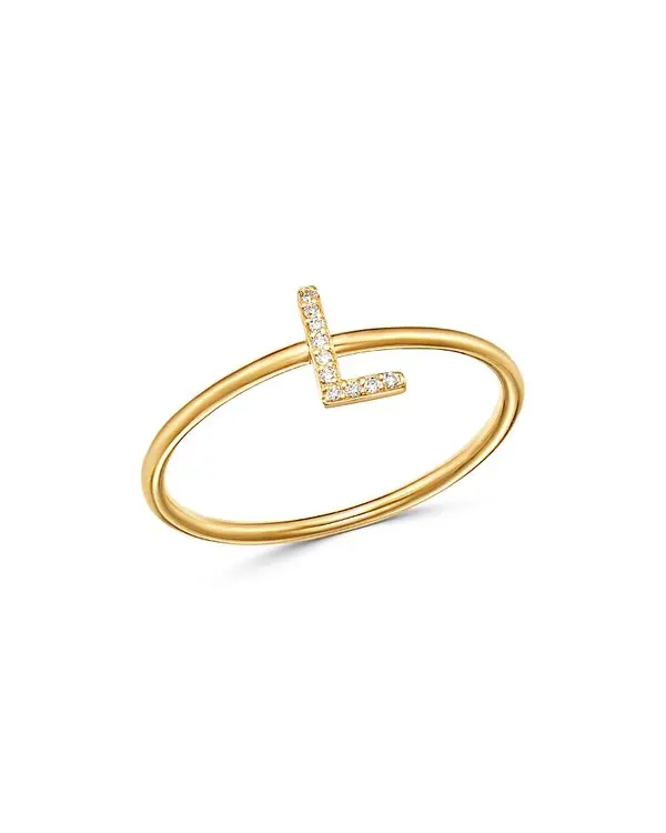 ZOE LEV 14k Yellow Gold Initial Diamond Ring - L/gold