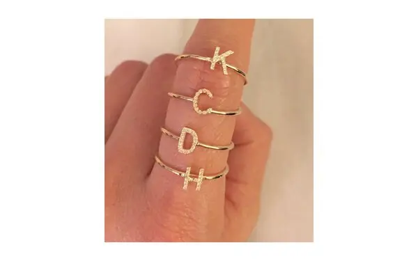 ZOE LEV 14k Yellow Gold Initial Diamond Ring