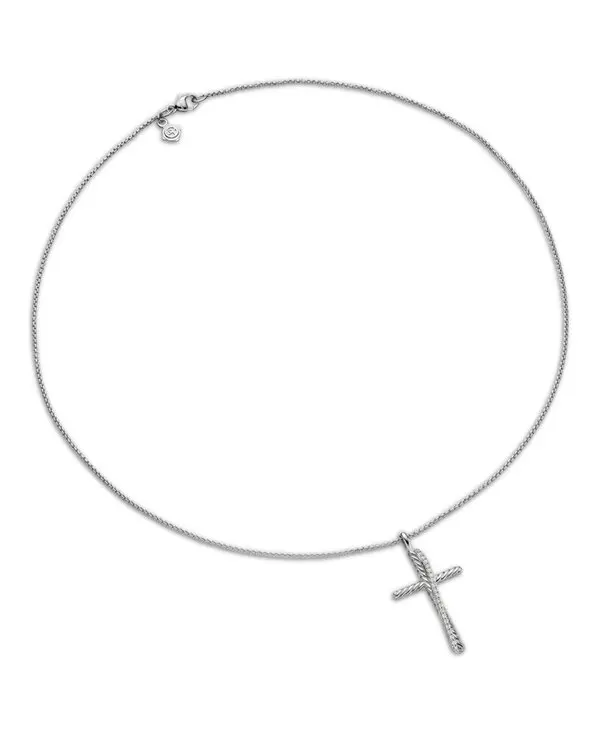 David Yurman Crossover Cross Diamond Necklace - Silver