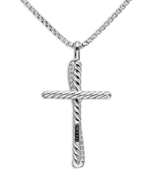 David Yurman Crossover Cross Diamond Necklace - Silver