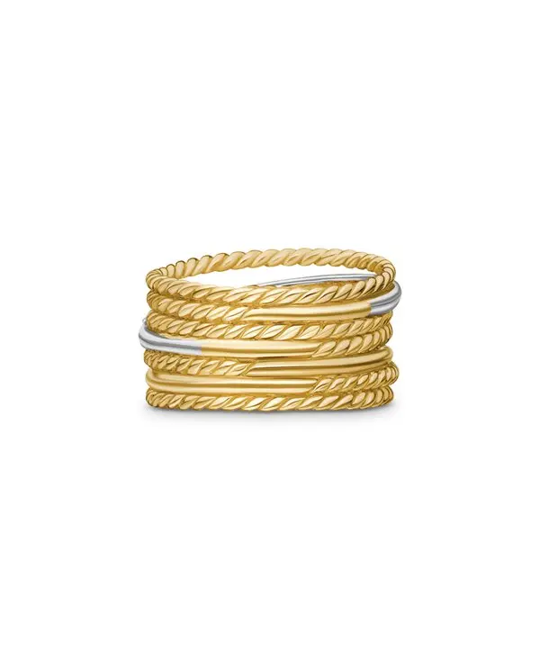 David Yurman Crossover Ring In 18k Yellow Gold With Diamonds - White/gold