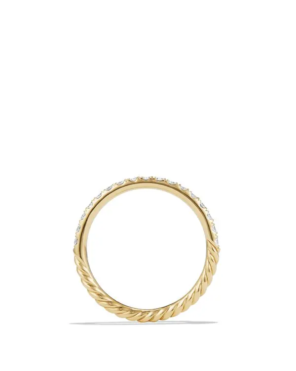 David Yurman Cable Collectibles Ring With Diamonds In 18k Yellow - Gold