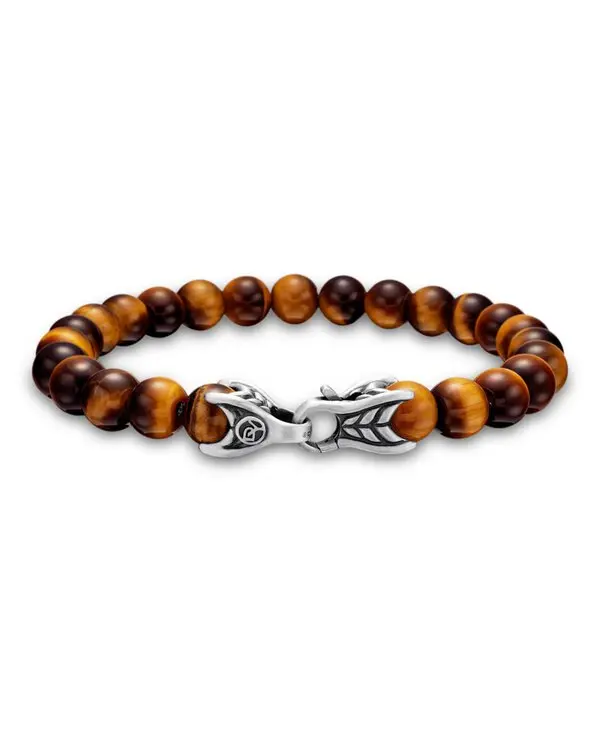 David Yurman Spiritual Beads Bracelet With Tigers Eye - Silver/red