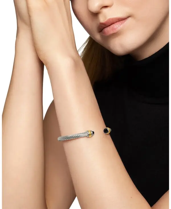 David Yurman Cable Classic Bracelet With 14k Gold, 5mm - Black Onyx