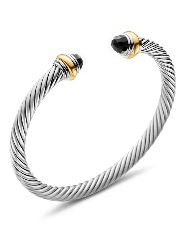 David Yurman Cable Classic Bracelet With 14k Gold, 5mm - Black Onyx
