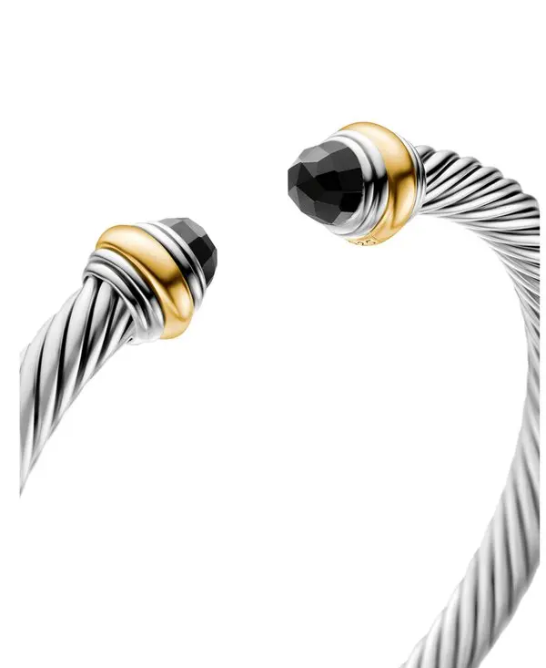 David Yurman Cable Classic Bracelet With 14k Gold, 5mm - Black Onyx