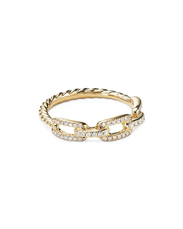 David Yurman Stax Chain Link Ring With Diamonds - White/gold
