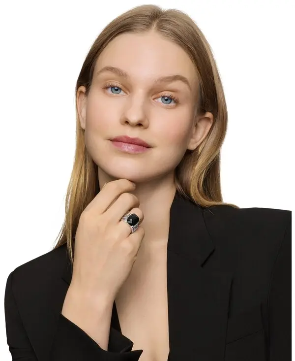 David Yurman Wheaton Ring With Onyx And Diamonds - Black/silver