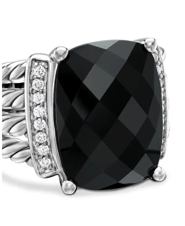 David Yurman Wheaton Ring With Onyx And Diamonds