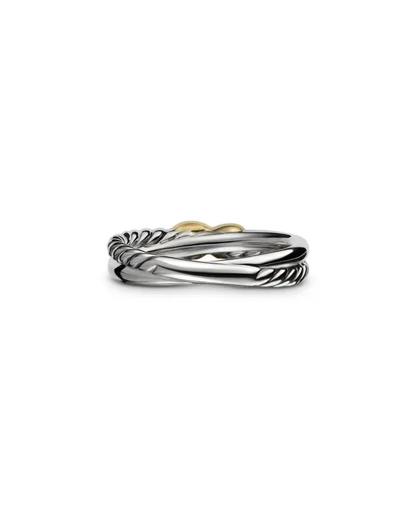 David Yurman Petite X Ring In Sterling Silver And 18k Yellow Gold - Gold/silver