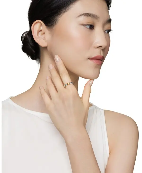 David Yurman Petite X Ring In Sterling Silver And 18k Yellow Gold - Gold/silver