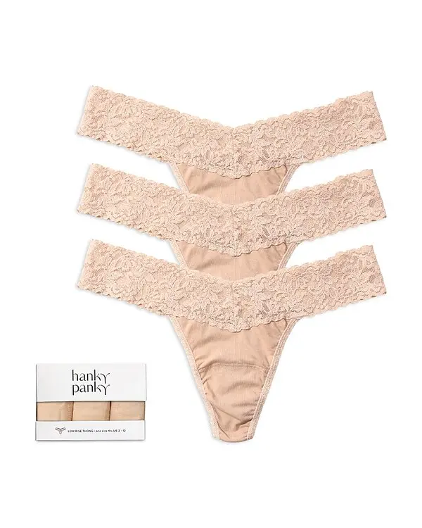 Hanky Panky Supimacotton Low-rise Thongs, Set Of 3 - Chai