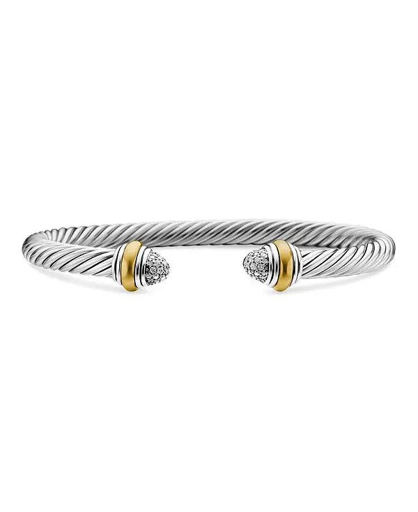 David Yurman Cable Classics Bracelet With Diamonds And 14k Gold - White