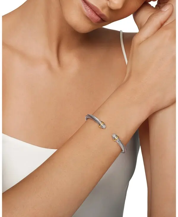 David Yurman Cable Classics Bracelet With Diamonds And 14k Gold - White