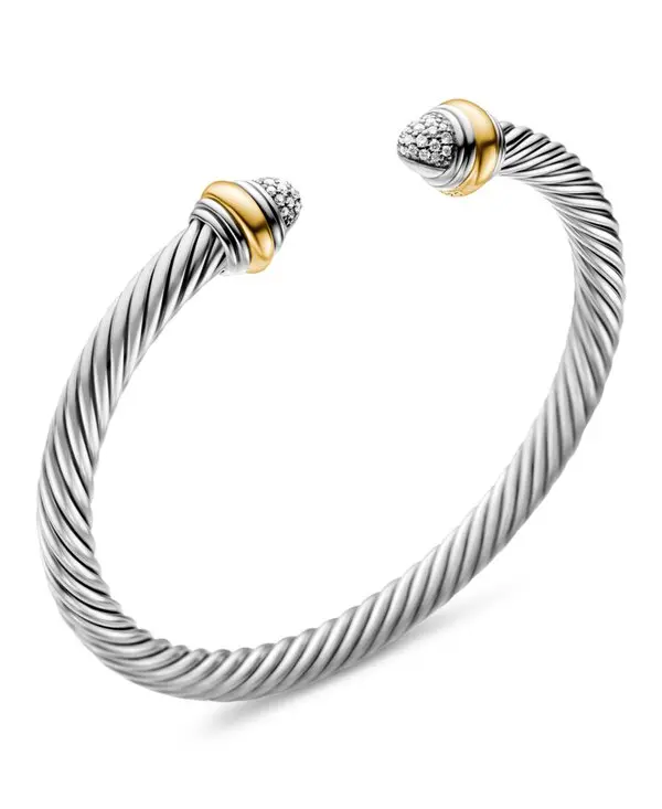 David Yurman Cable Classics Bracelet With Diamonds And 14k Gold - White