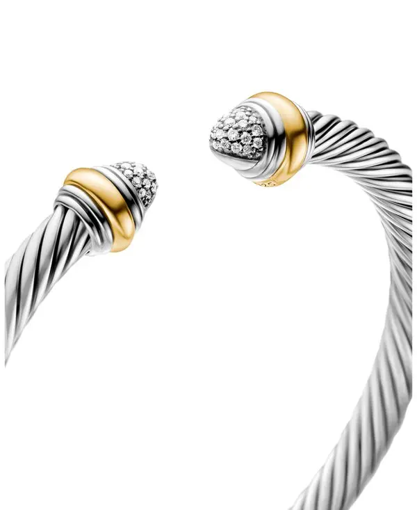 David Yurman Cable Classics Bracelet With Diamonds And 14k Gold - White