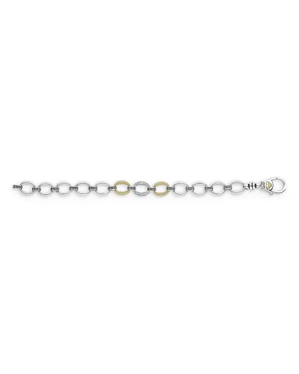 Lagos Sterling And 18k Yellow Gold Diamond Chain Bracelet