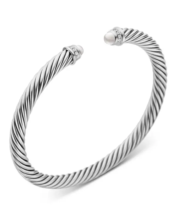 David Yurman Cable Classics Bracelet With Cultured Freshwater Pearls And Diamonds - Pearl