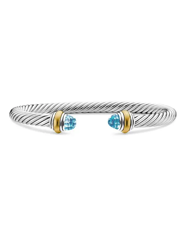 David Yurman Cable Classics Bracelet With Gold - Blue Topaz