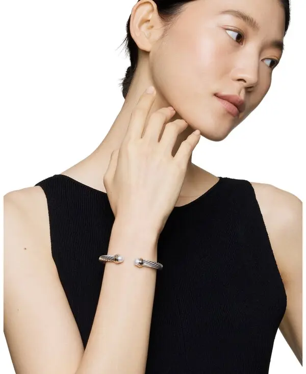 David Yurman Cable Classics Bracelet With Cultured Freshwater Pearls And 14k Yellow Gold - Pearl