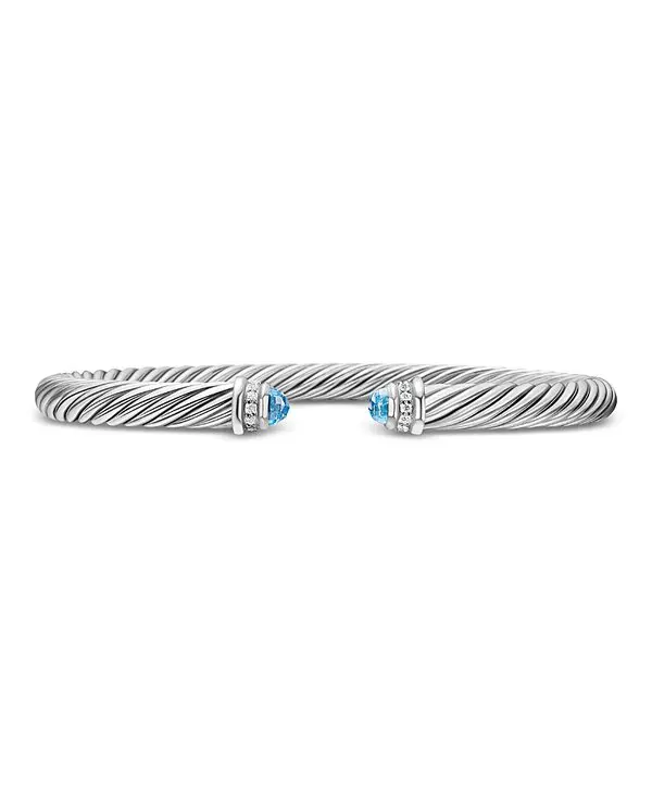 David Yurman Cable Classics Bracelet With Diamonds, 5mm - Blue Topaz