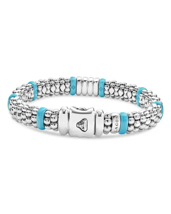 Lagos Blue Caviar & Diamond Sterling Silver Bracelet - Silver/blue