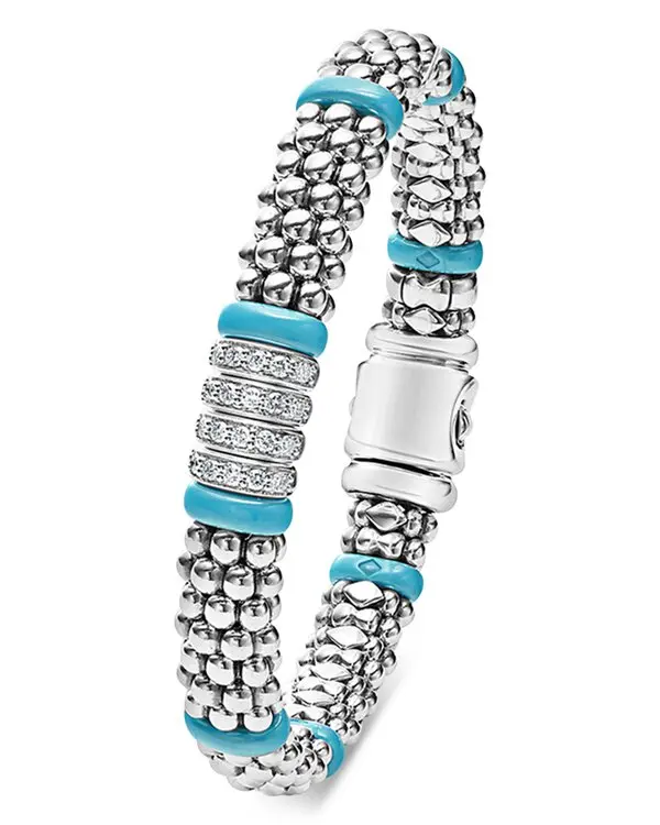 Lagos Blue Caviar & Diamond Sterling Silver Bracelet - Silver/blue