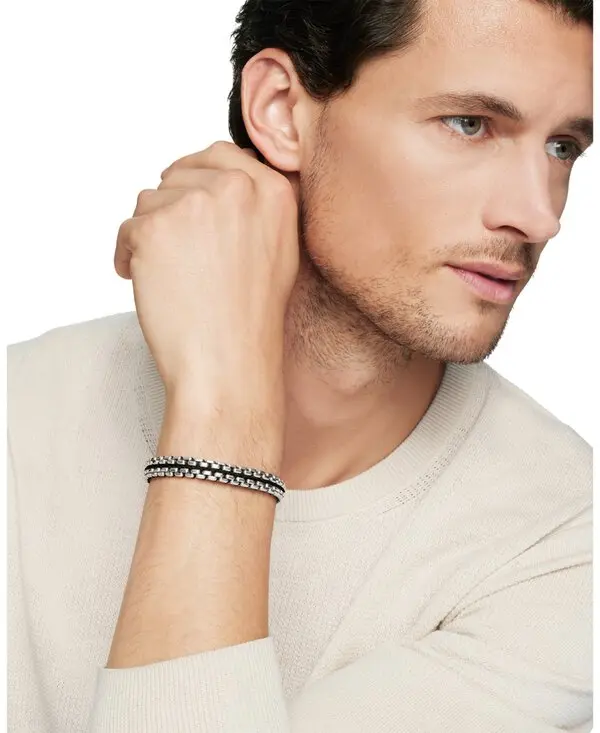 David Yurman Woven Box Chain Bracelet - Black/silver