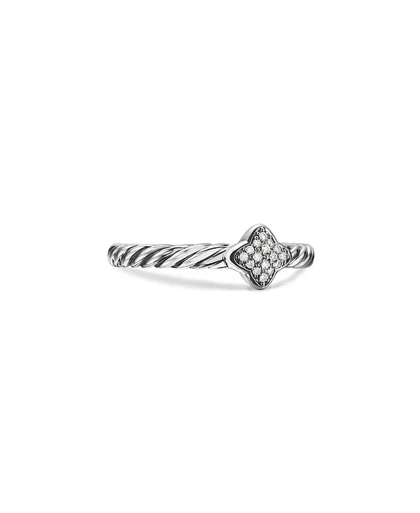 David Yurman Quatrefoil Ring With Diamonds - Silver