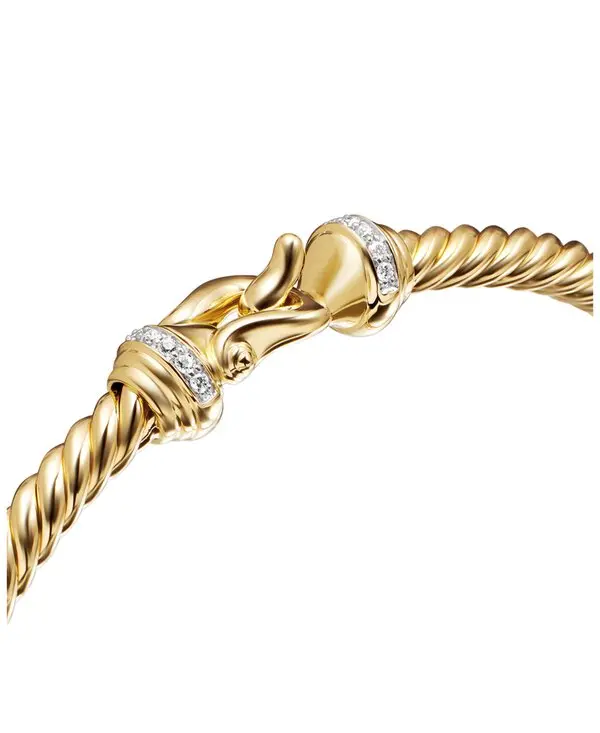 David Yurman Buckle Bracelet In 18k Yellow Gold With Diamonds - White/gold