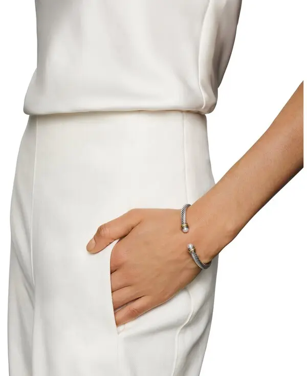David Yurman Cable Classic Bracelet With And 14k Gold - Pearl