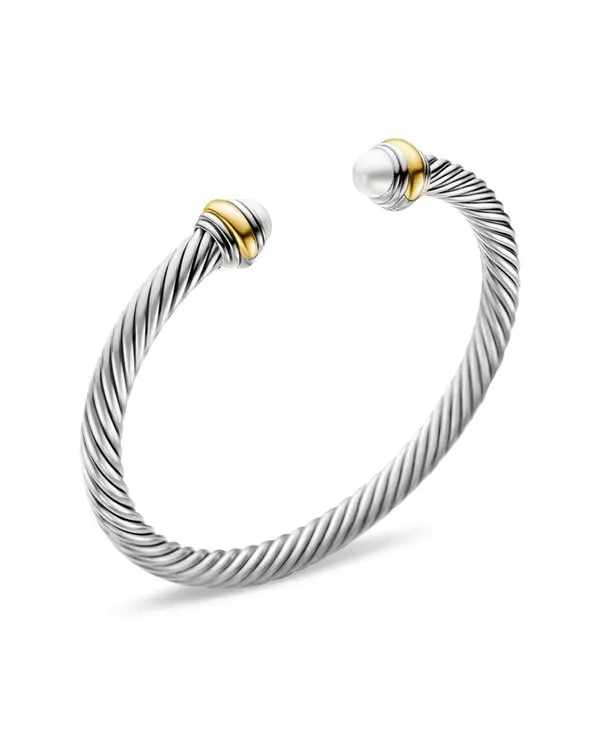 David Yurman Cable Classic Bracelet With And 14k Gold - Pearl