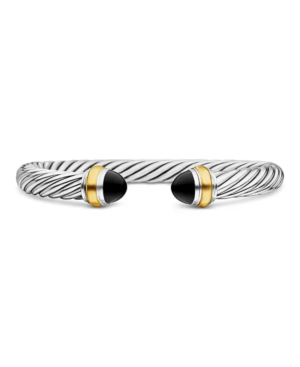 David Yurman Cable Classics Bangle With Gold - Black Onyx