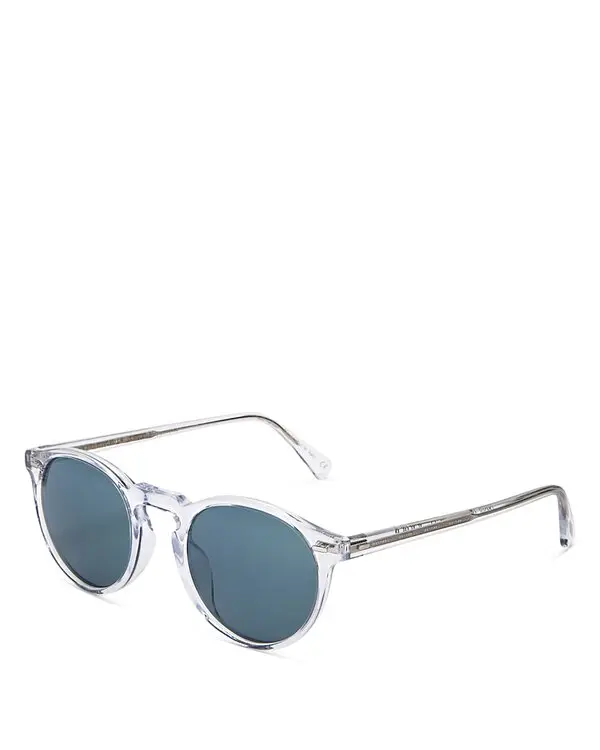 Oliver Spencer Gregory Peck Round Sunglasses, 50mm - Clear/blue Solid