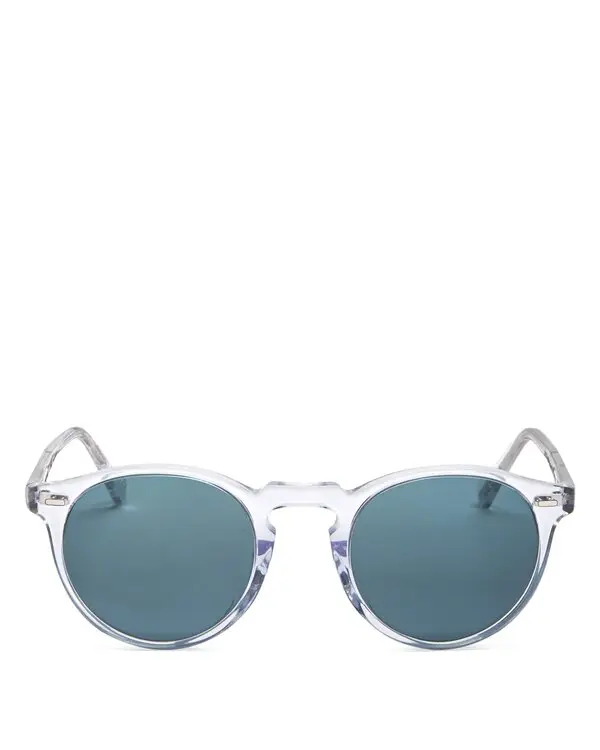 Oliver Spencer Gregory Peck Round Sunglasses, 50mm - Clear/blue Solid
