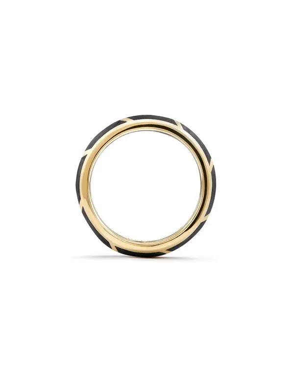 David Yurman Forged Carbon Band Ring In 18k Gold - Black/gold