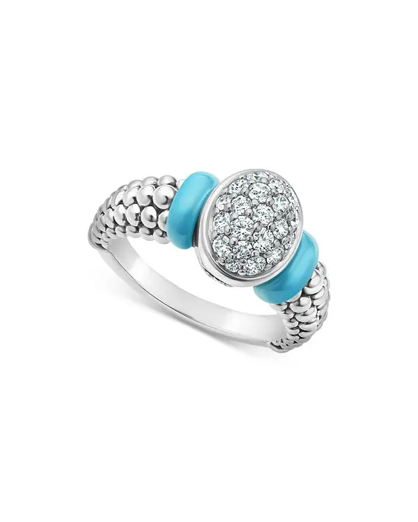 Lagos Blue Caviar & Diamond Sterling Silver Statement Ring - Blue/silver