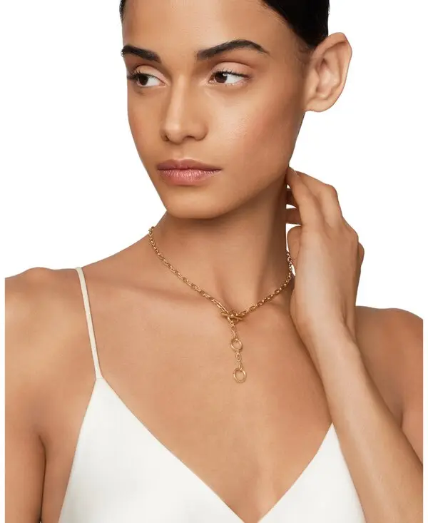 David Yurman Dy Madison Three Ring Chain Necklace - Gold