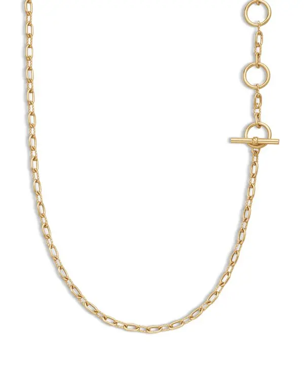 David Yurman 18k Yellow Dy Madison Three Ring Chain Necklace - Gold