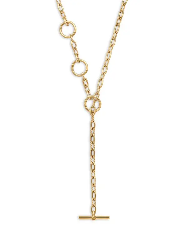 David Yurman 18k Yellow Dy Madison Three Ring Chain Necklace - Gold